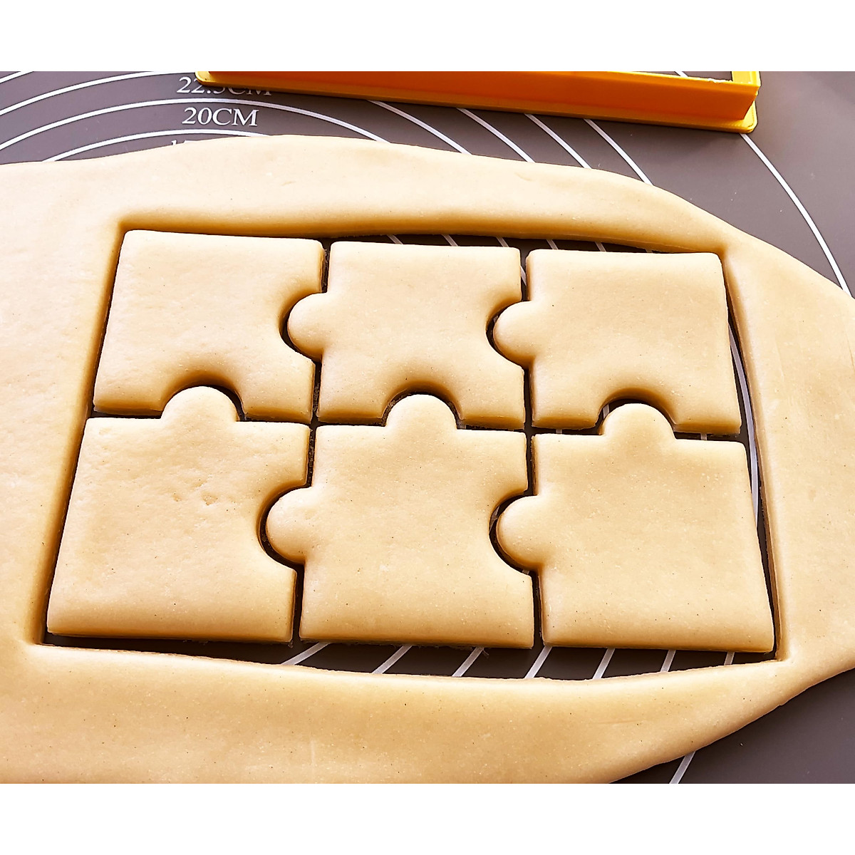 Large Rectangle Puzzle Cookie Cutter for Dough, 6 Pcs Multicutter 6.375" by 4.25" with 2.125-Inch Square Pieces (Puzzle)