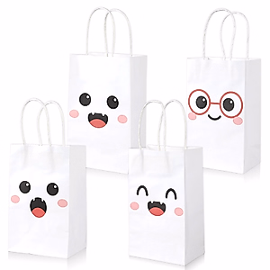 12Pcs Halloween Party Favor Bags Cute Ghost Themed Party Disposable Treat Bags with Handles Little Boo Gift Bags for Halloween Spooky Themed Trick or Treat Birthday Party Decorations Supplies
