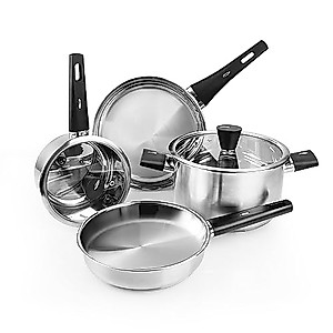 Meythway Stainless Steel Pots and Pans Set Nonstick, 6-Piece Kitchen Cookware Sets with Stay-Cool Handles, Non-Toxic, Dishwasher Safe & Compatible with All Stovetops (Gas, Electric & Induction)