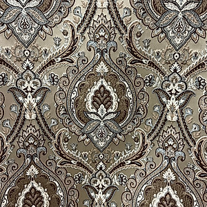 Decora Furnishings Luxurious Woven Jacquard Majestic Damask Fabric for Upholstery, Dining Chairs, Window Treatments, Crafts - Renaissance Rococo Victorian - 54" Width - by The Yard (Beige/Brown)