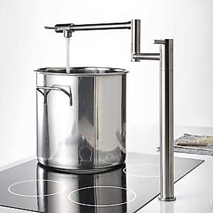 Deck Mount Pot Filler Faucet Brushed Nickel Finish with Extension Shank and 20" Dual Swing Joints Spout, SUMERAIN