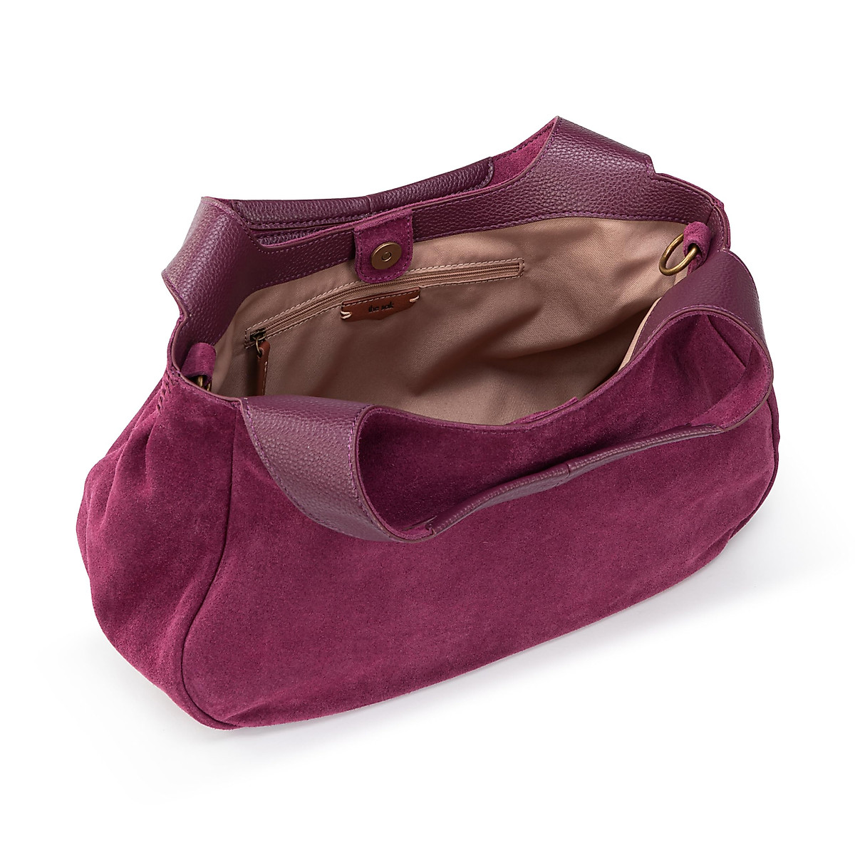 The Sak Rylan Medium Satchel in Leather, Double Handles & Removable Crossbody Strap, Currant Suede