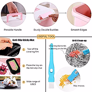 SanerDirect 104pcs Diamond Painting Tool kit, Diamond Art Accessories Kit with Big Trays & Light pens, 28 girds Storage Box for DIY Craft