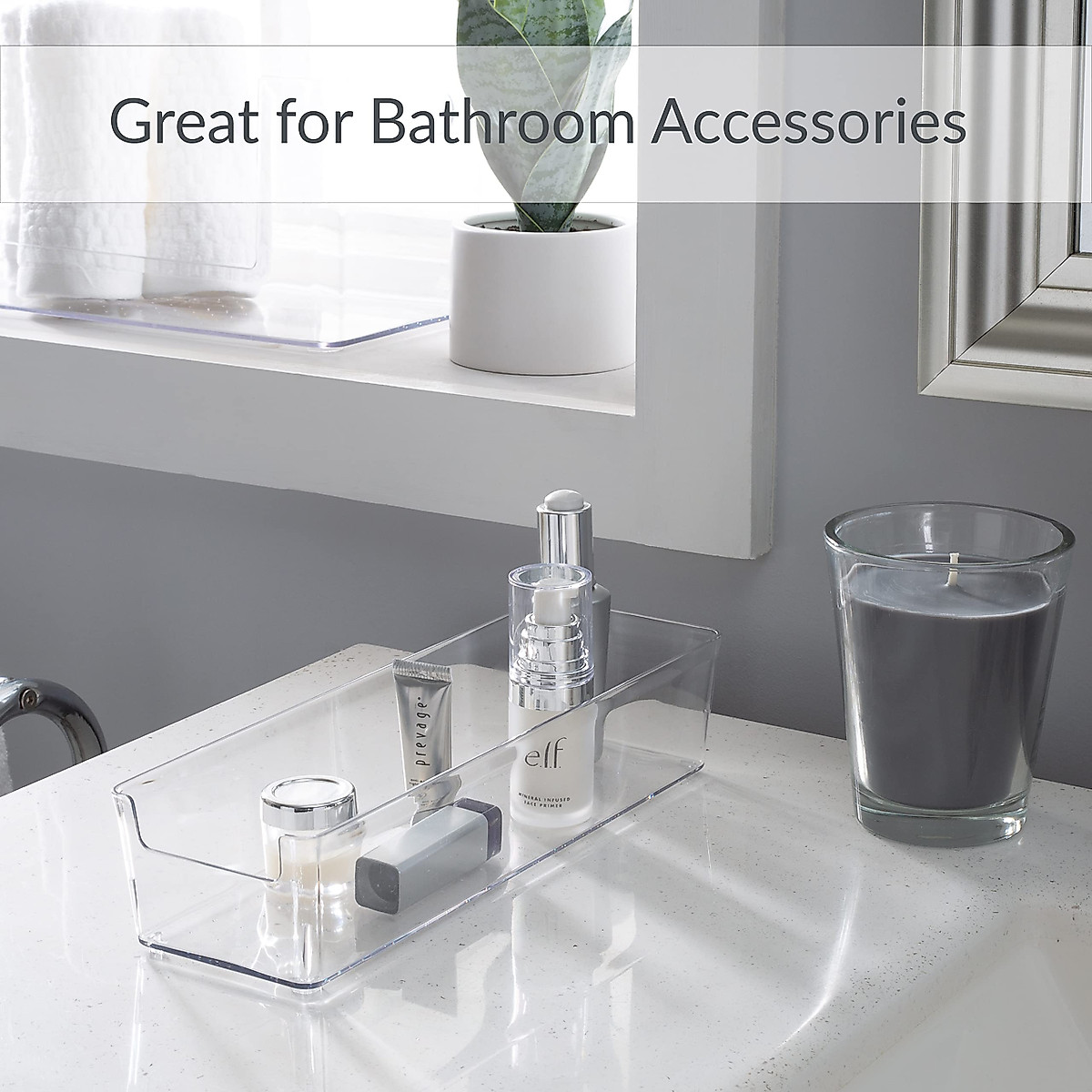 Simplify 2 Pack Medium Rectangular Drawer Organizer, Dimensions: 11.6" x 3.7" x 2.4", Multipurpose Drawer Organizer, Great for Home, Perfect for Small Desk Accessories, Jewelry, Cosmetics, Clear