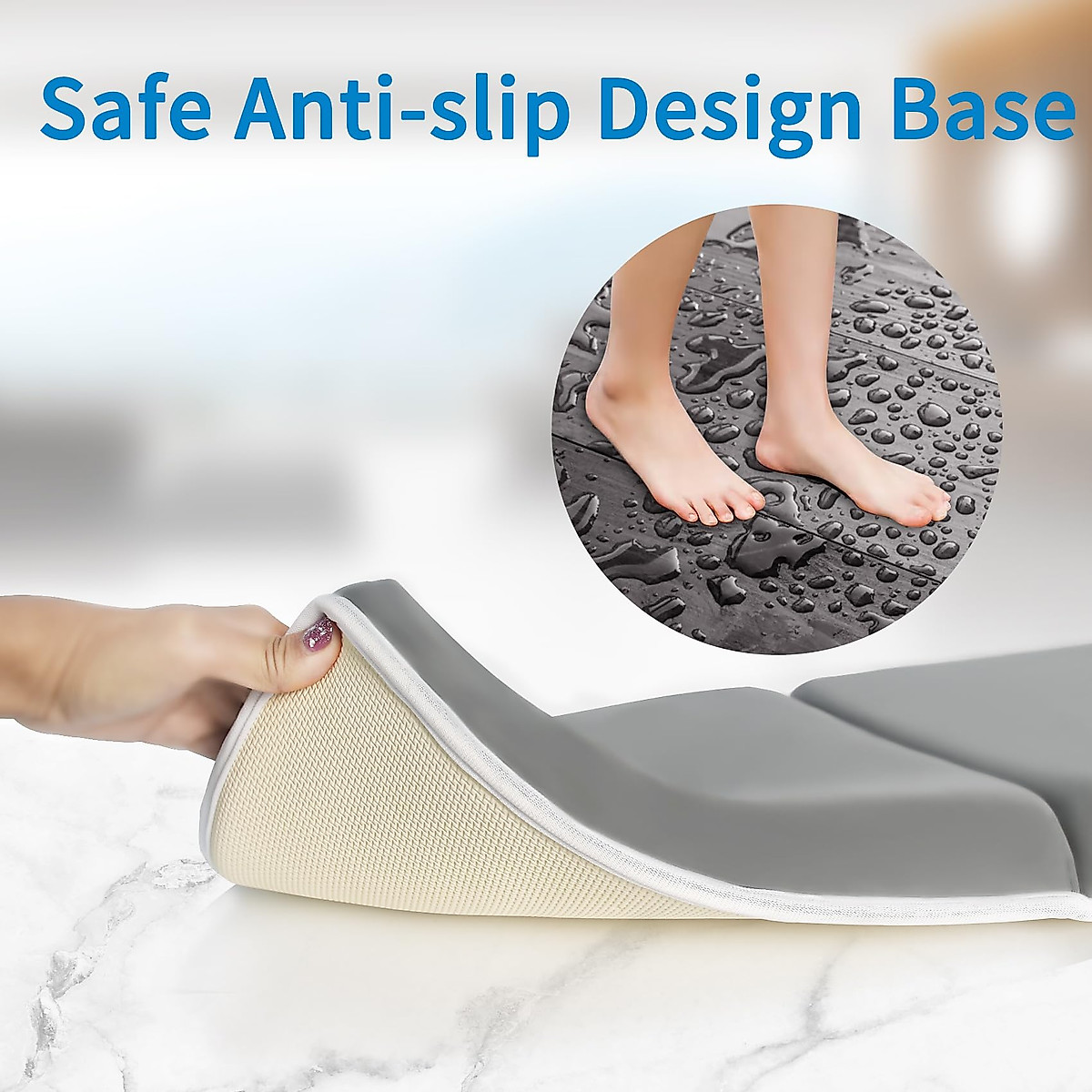 JJGoo Bath Kneeler with Elbow Rest Pad Set, 1.5 inch Kneeling Pad Mat for Bathtub - Gray