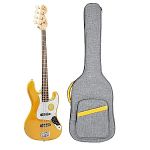 LETSROCK 47 Inch Bass Guitar Gig Bag 0.38 Inch Thick Padding Backpack Soft Bass Case Dual Adjustable Shoulder Strap Pocket & Neck Strap Gray