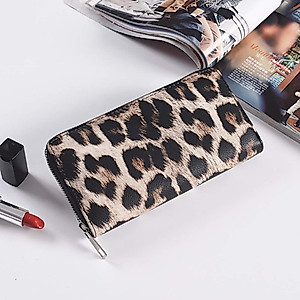 Onsinic Womens Zip Purse Long Sexy Leopard Pu Leather Wallets Leather Handbags