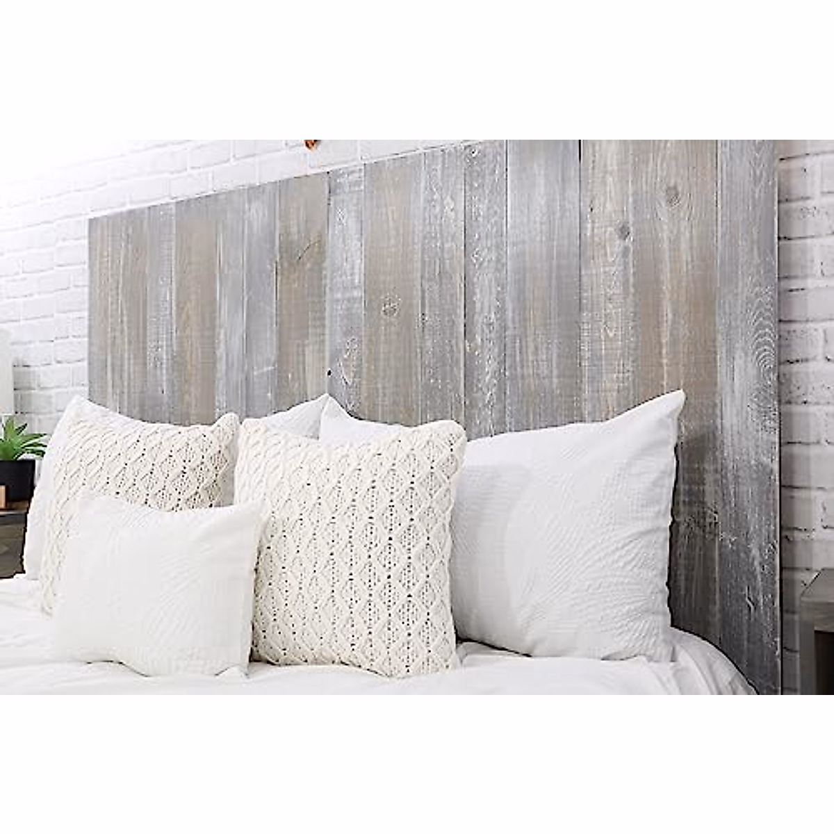 Barn Walls Graywash Headboard, Farmhouse Design, Wood Headboard Wash Finish, Floating Panels, Wall Mount, Adjustable Height, Easy Assembly, King Size
