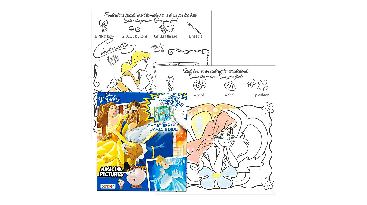 Disney Princess Magic Ink Coloring Book Set - Fun Art Bundle