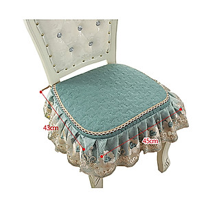 Yizc Lace Ruffle Chair Cushion,Non Slip European Seat Cushion Square Thicken Chair Pad with Ties,Luxury Decorative Chair Cover for Dining Chair Office Chairs-Blue 43x45cm(17x18inch)