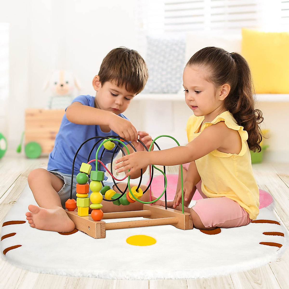 chasuso Cute Area Rug, Kawaii Cartoon Carpet, Bedroom Decorative Round Rug, Soft Plush Throw with Fleece Backing, Bedside Rug for Bedroom or Living Room Decor(H.K. Mouse Pad Gift)