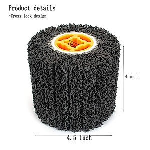 JUNLIXN 4.5" x 4" Abrasive Drawing Wheel Drum, 3/4" Quad Keyway Burnishing Wheel for Hand held Polishing Machine 40 Grit Sanding Drum Surface Conditioning Tool