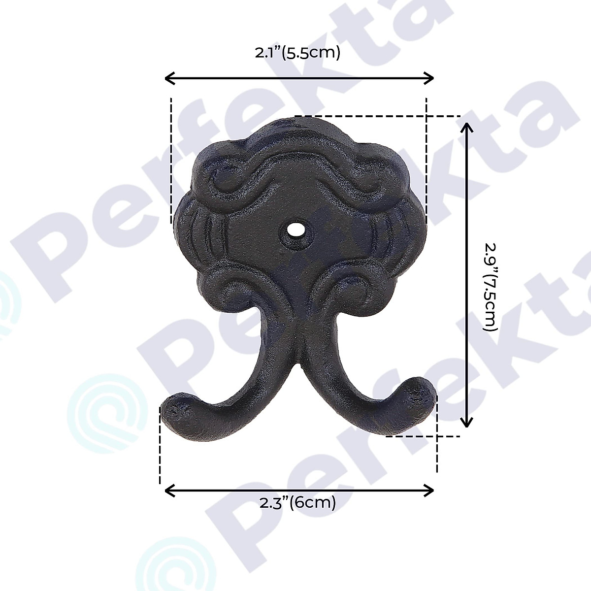 Decorative Cast Iron Wall Mounted Hooks | Pack of 3 | Heavy Duty Black | Hooks for Bathroom, Bedroom, Hat Hooks, Purse Rack, Coat Hook, Mudroom | Include Mounting Hardware