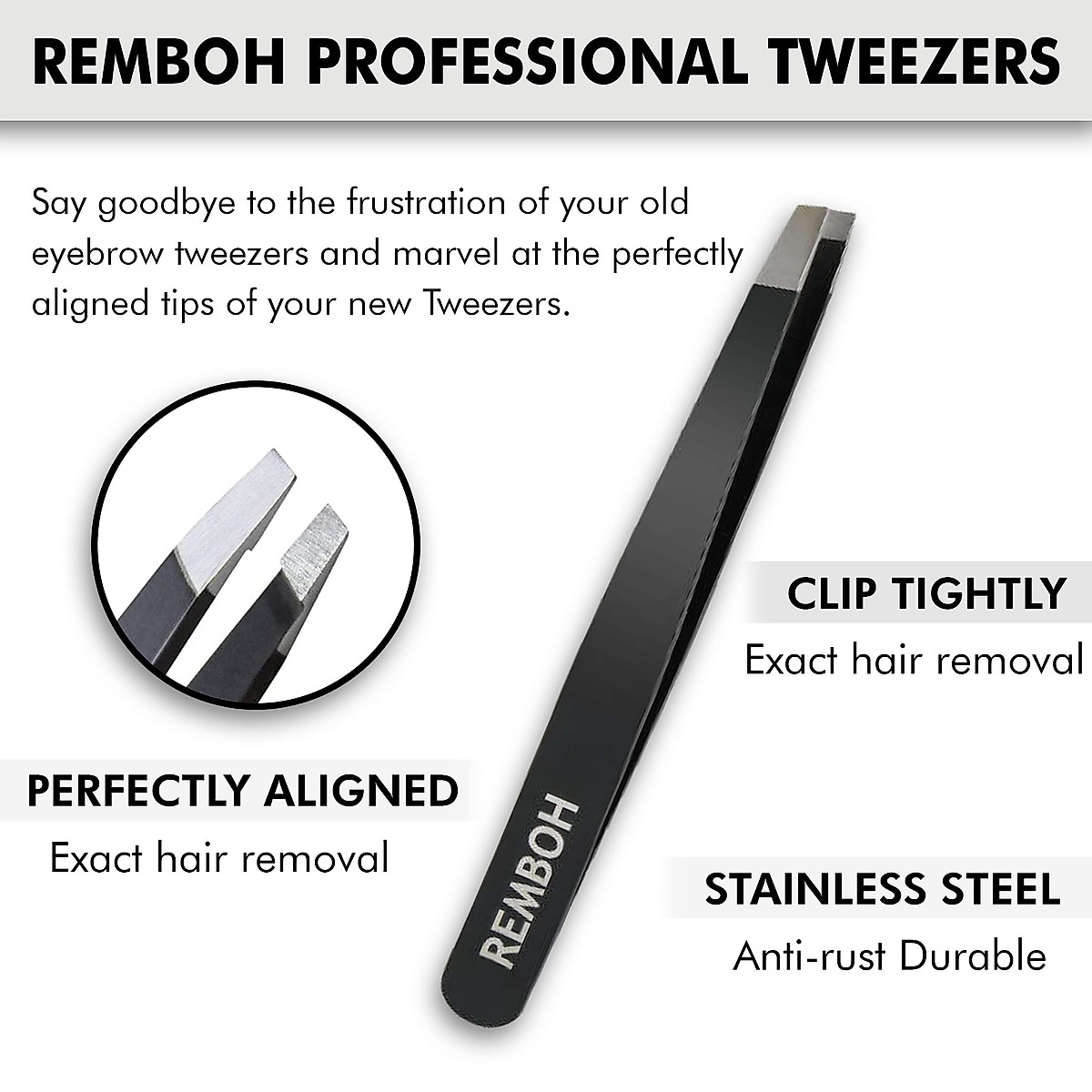 Generic Slant Tweezers - Professional Tweezers for Eyebrows Stainless Steel Slant Tip Tweezer - The Best Precision Eyebrow Tweezers (RT)