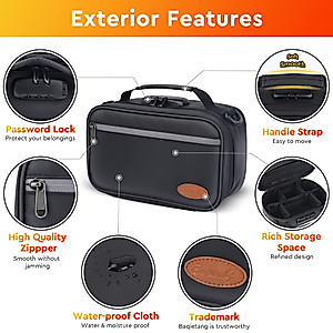 BOYISTARG Large Cosmetic Organization Bag with 8 Small Items, Portable Cosmatic Makeup Storage Case with Combination Lock For Home and Travel, Black