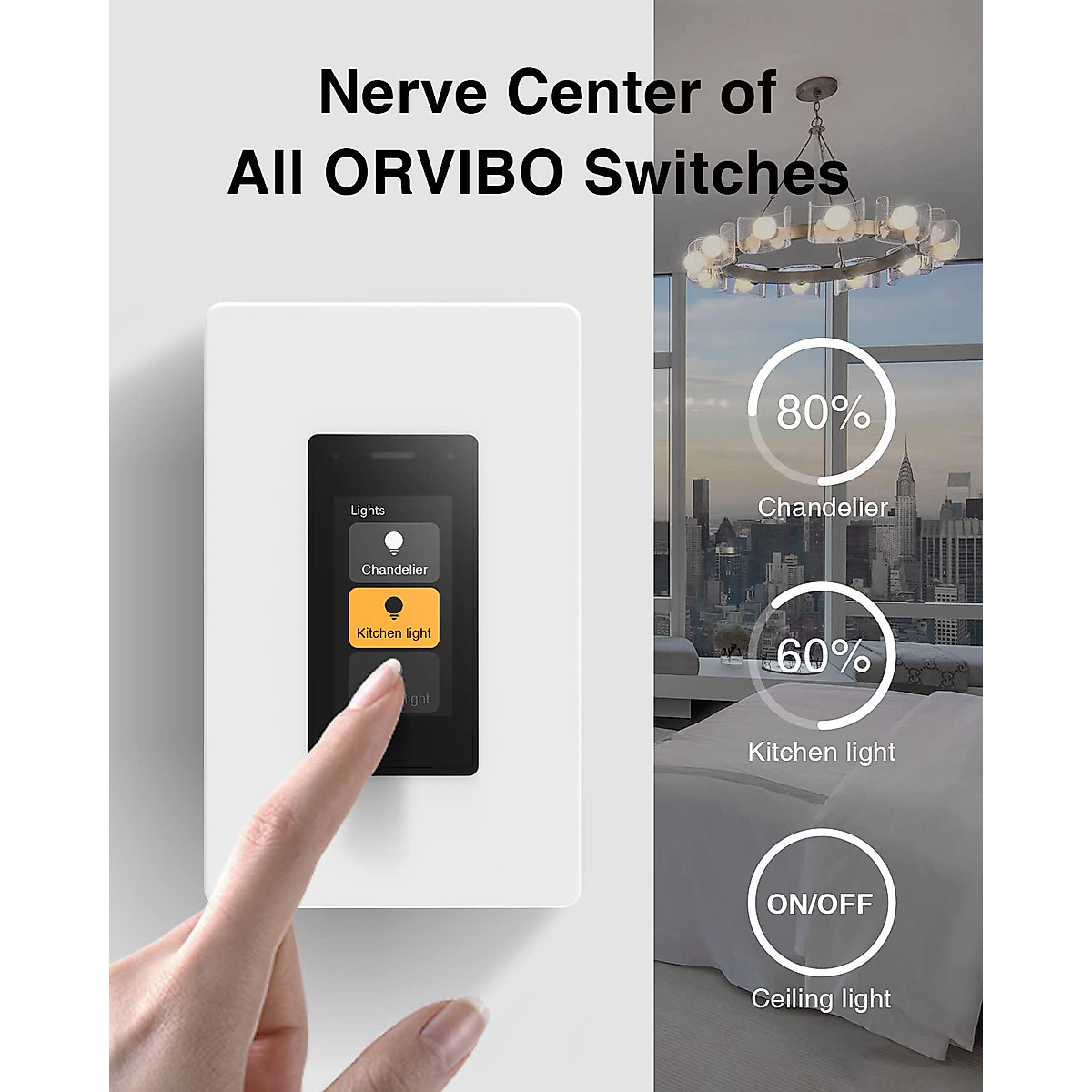 Smart Dimmer Switch with Touchscreen, ORVIBO Matter-Certified Single Pole Wi-Fi Dimmable Light Switches, Works with Alexa & Google Home, Neutral Wire Required (Dimmer)