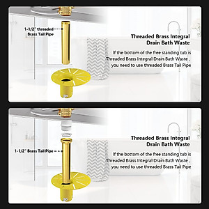 Freestanding Tub Drain Rough-in Kit for Free Standing Bathtub - Freestanding Bathtub Tub Drain With Brass Tail Pipe and ABS Plastic Adapter,Fits withl½male,l½female or1½''threaded bathtub drains