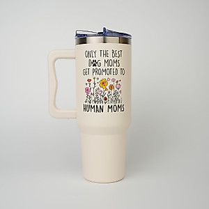 FROOBLEQUIRK Promoted to Human Mom 40oz Tumbler - Pregnancy Gift for Dog Owners, Expecting Mothers, and New Parents