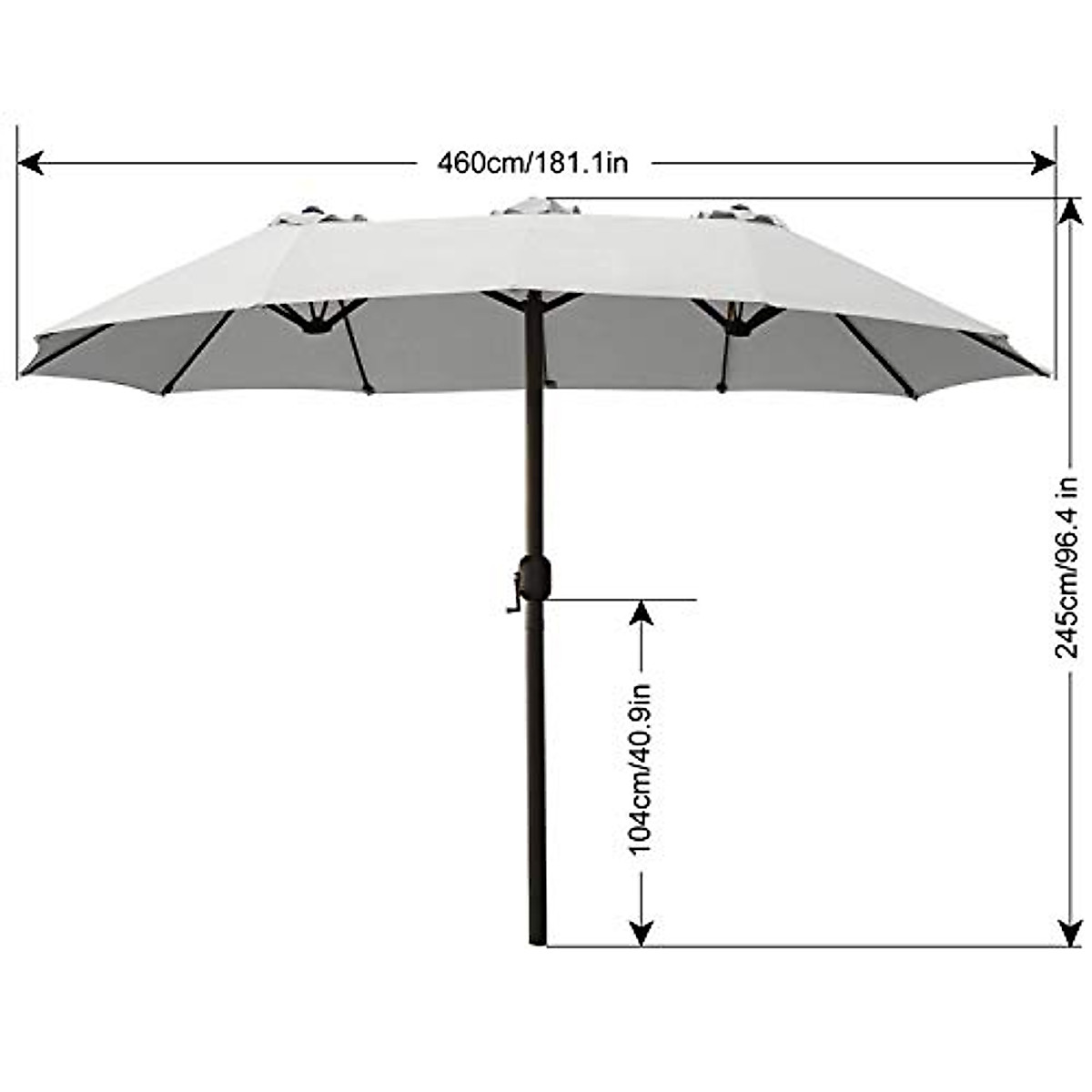 ABCCANOPY 15FT Double-Sided Aluminum Table Patio Umbrella Garden Large Umbrella,Swimming Pool 12+Colors,Light Gray