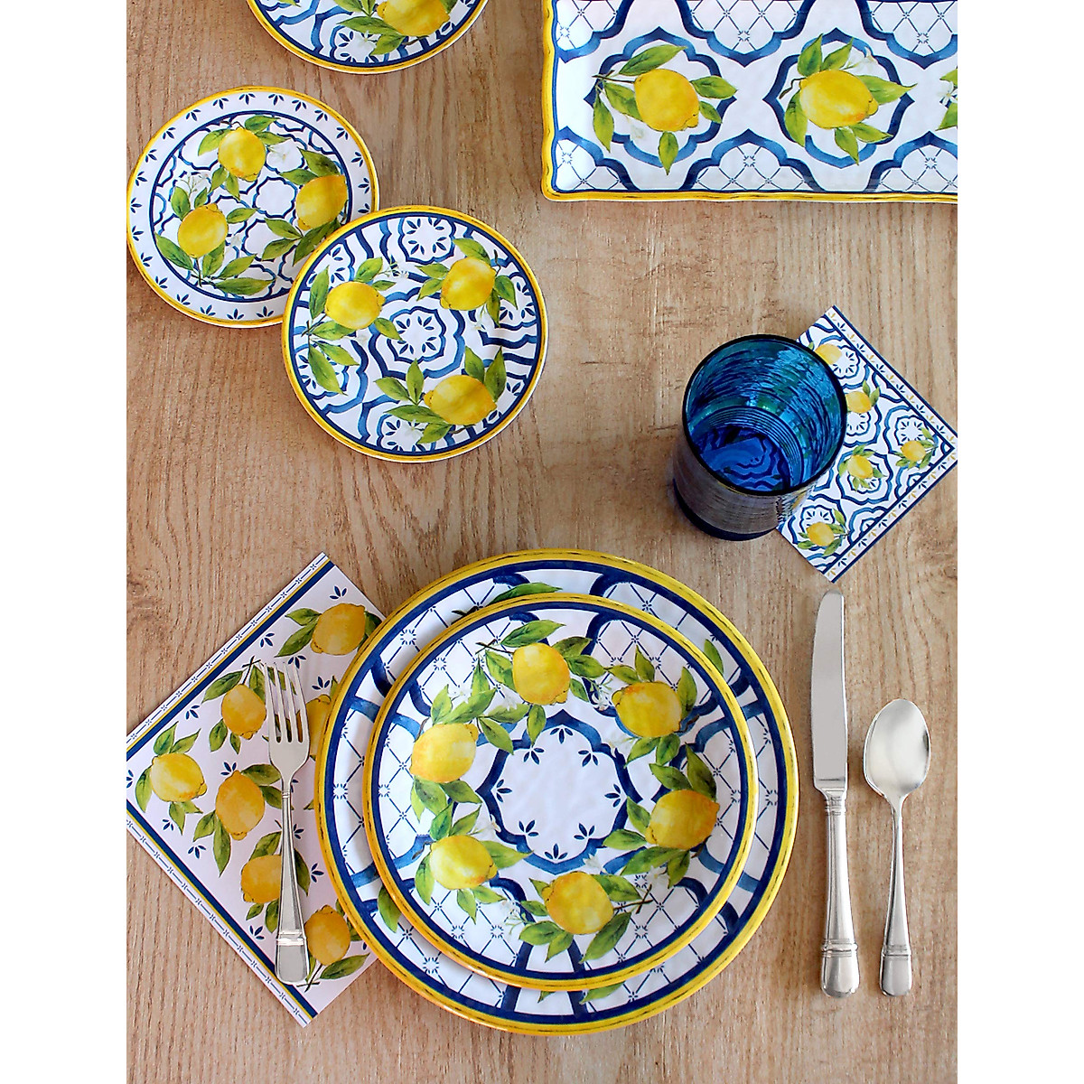 Le Cadeaux Palermo Lemon Basil Melamine Spoon Rest and Tea Towel Set