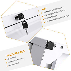 ModernLuxe File Cabinet, White Lockable Heavy Duty Metal Lateral File Cabinet with 2 Drawers