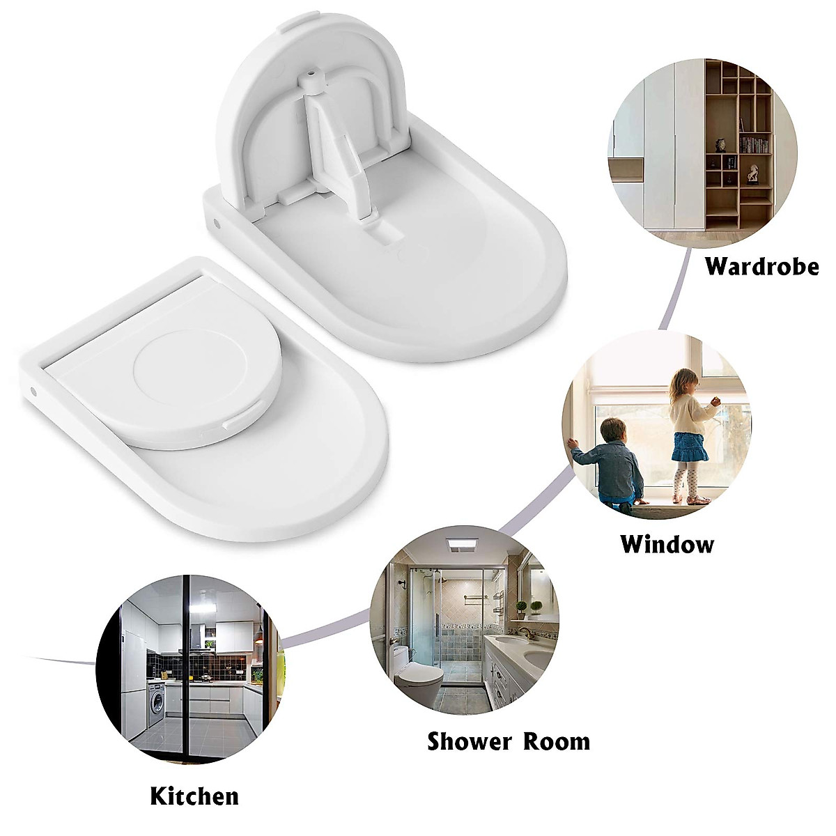 Sliding Glass Door Lock - 4 Pack Safety Slide Window Locks for Patio, Closet, Shower, Window, Wardrobe, Kitchen Cabinet with No Screws or Drills by VENMATE(4 Pack)