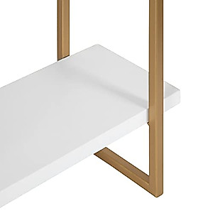 Kate and Laurel Leigh Modern 3 Tier Wall Shelf, 20 x 30, White and Gold, Decorative Contemporary Glam Multi-Tiered Shelf Wall Organizer for Storage and Display