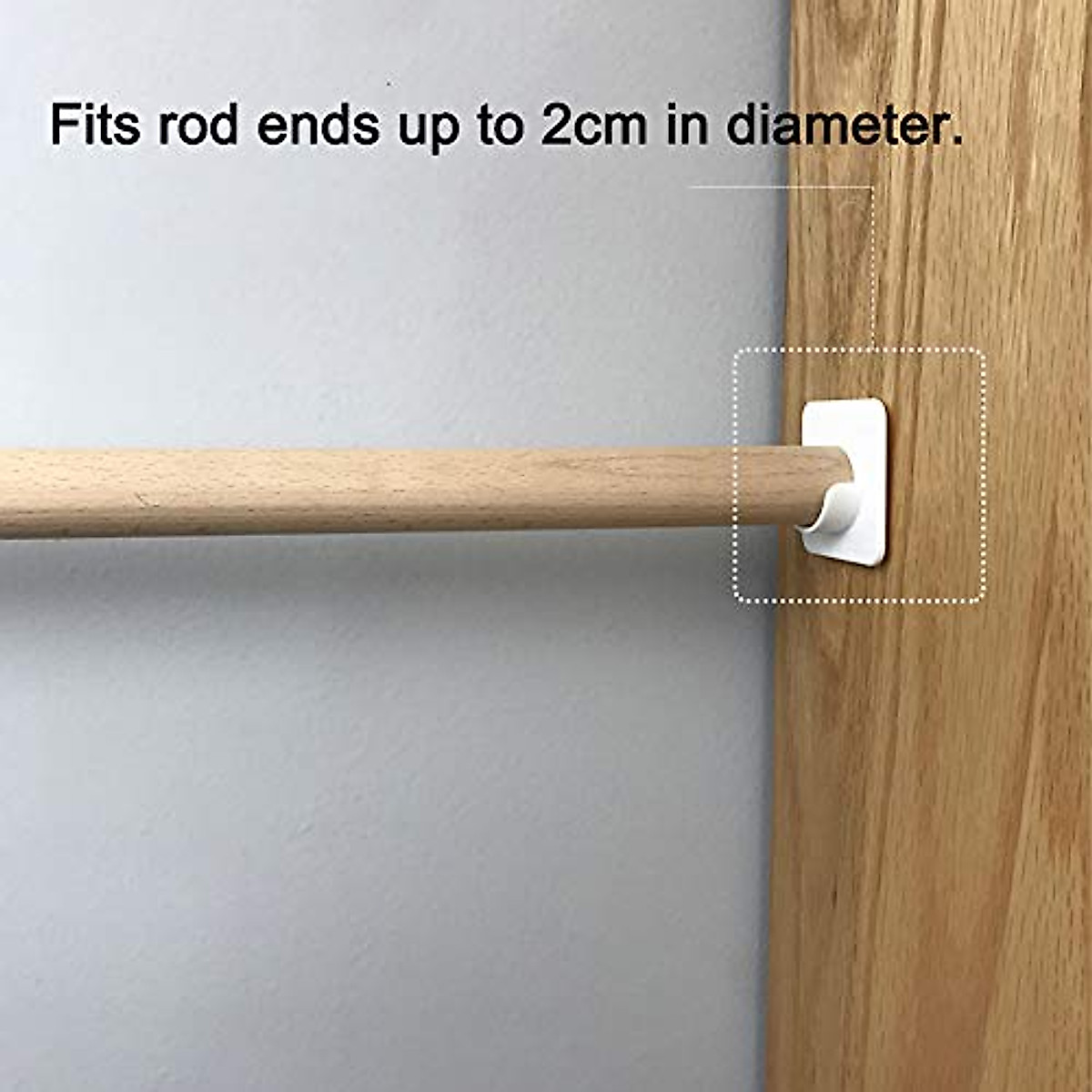 Pilarmuture 2pcs Adhesive Shower Curtain Rod Holder, U Shape Closet Rod Bracket for Wall Stick on Drill Free Shower Rod Holder, Not Include Shower Curtain Rod(White)