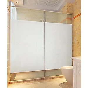 Aibily Privacy Adhesive Window Film, Frosted Glass Sticker for Bathroom/Kitchen/Home, Etched Glass Vinyl Film for Heat Control/Glare Blocking