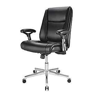 Realspace® Densey Bonded Leather Mid-Back Manager's Chair, Black/Silver