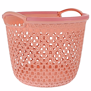 HOLIDYOYO Flexible Laundry Baskets, Hollow Plastic Laundry Hamper with Handles Round Clothes Washing Bins Sundries Organizer for College Dorm Laundry Room