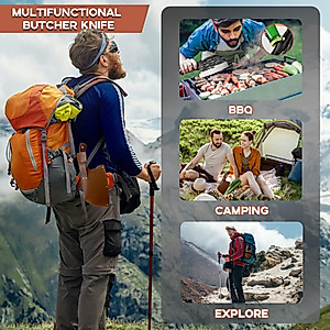 ANLJNCC Serbian Chef Knife with Sheath, Professional Meat Cleaver Knife Full Tang Handle, High Carbon Steel Meat Cutting Chopping Knife, Hand Forged Butcher Knife for Kitchen Camping BBQ Gift