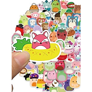 Cute Squishmallows Stickers 100 Pack Cartoon Animal Aesthetic Sticker Decals for Kids Grils Boys Teens Squishmallows Stickers for Water Bottle Notebooks Party Favor Bags and Centerpieces