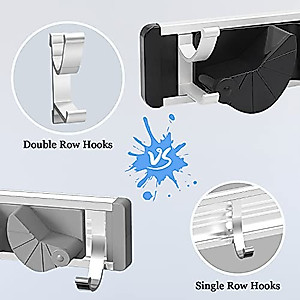 LOMEVE Mop And Broom Holder Wall Mount, Mop Holder, Garage Storage Garden Kitchen Tool Organizer Wall Hanger for Home Goods (4 Positions with 8 Hooks, Black)