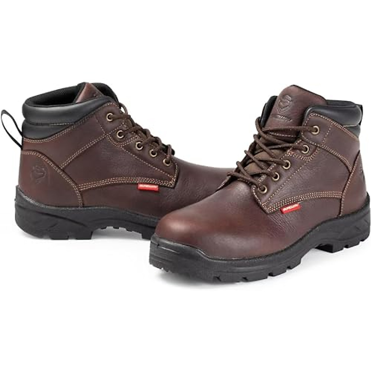 SUREWAY Mens Waterproof Soft/Steel Toe Work Boots/Shoes for Men,Full-Grain Leather,Oil/Slip Resistant,Lightweight,Anti-Fatigue for Standing/Walking All Day Long,Steel Toe Brown,Size 9.5