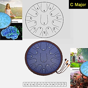 Steel Tongue Drum 15 Note 14 Inch Harmonic Tank Drum Handpan Drum Meditation Yoga Zen with Mallets Travel Bag for Beginner Music Lovers Gift (Color : Black)