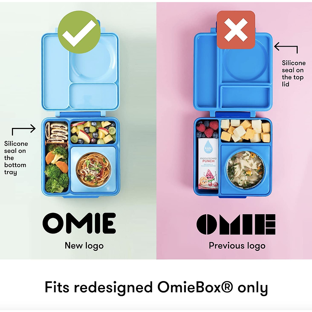 OmieBox (2 pack) Leakproof Dips Containers To Go, Salad Dressing Container, Condiment Container with Lids - Food Safe Silicone - 4 ounces (Pink/Teal)