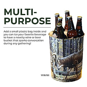 Rivers Edge Products Metal Waste Basket, 10.5-Inch Small Trash Can, Novelty Garbage Can for Office, Kitchen, Bathroom, or Bedroom, Nature and Wildlife Home Decor, Jim Hansel Bear