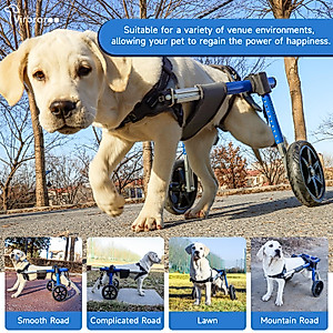 Virbraroo Dog Wheelchair for Back Legs with Upgraded All-Terrain Tires & Durable Bearings,Adjustable Dog Wheelchair for 11.8"-17.7" Lenght,22-35 lbs Disabled or Injured Small Dogs