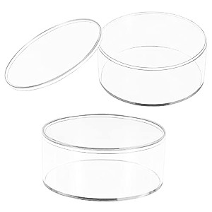 Dayaanee Round Acrylic Box with Lid, 2 Pack Clear Round Organizer Container Acrylic Circle Box with Lid, 5.9” Storage Boxes for Candy,Pill, Nails, Beads and Tiny Jewelry