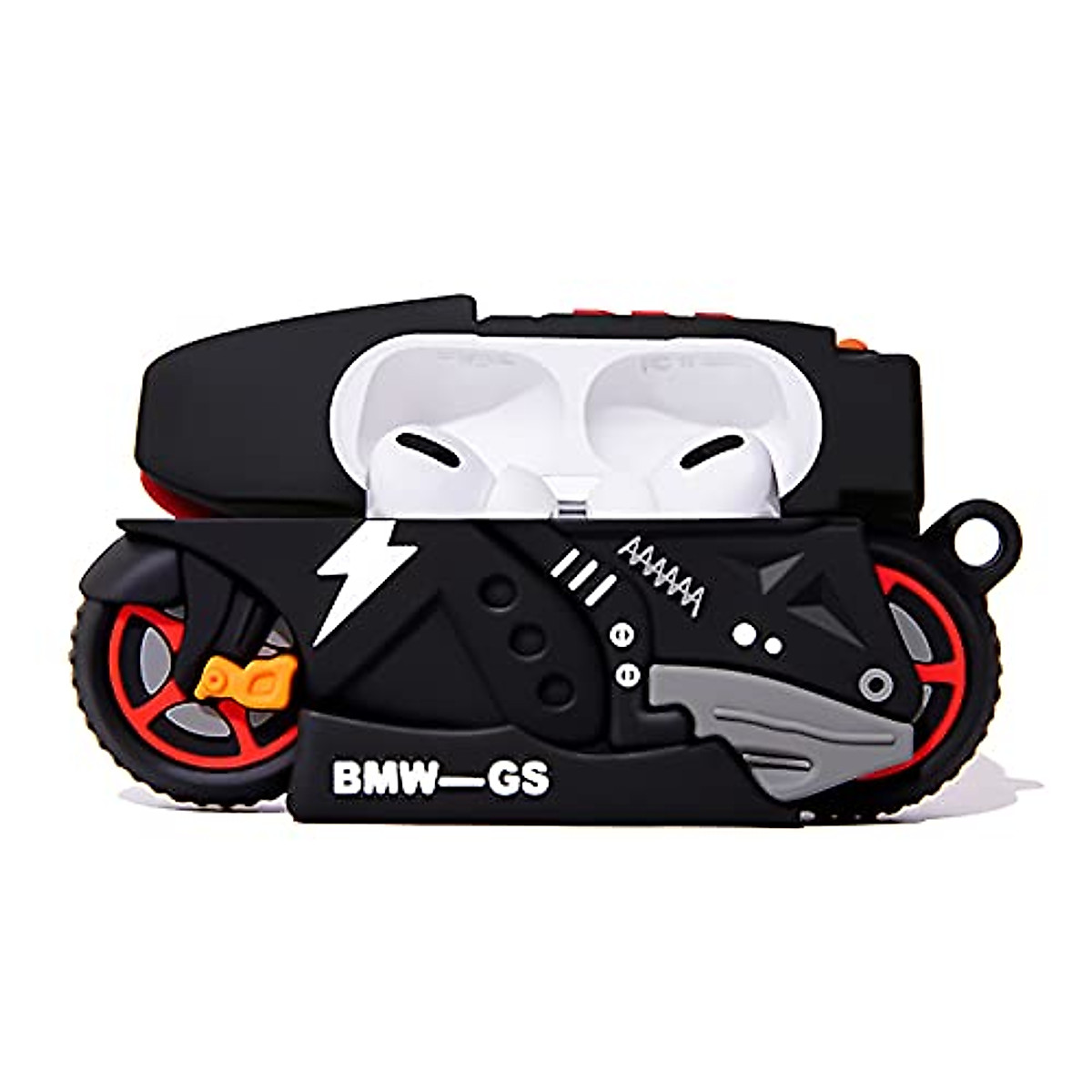 Yatchen Unique Case Compatible with AirPods Pro ,Creative Fun 3D Cartoon Motociclo Design AirPods Cover Case Cool Skin Soft Rubber Shockproof Protective Case (AirPods Pro, Red)