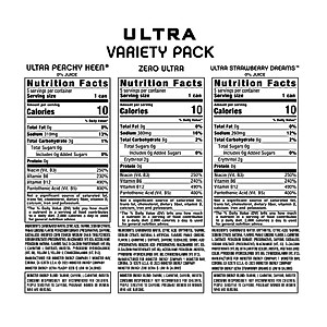 Monster Energy Ultra Variety Pack, Zero Ultra, Ultra Peachy Keen, Ultra Strawberry Dreams, Sugar Free Energy Drink, 16 Ounce (Pack of 15)