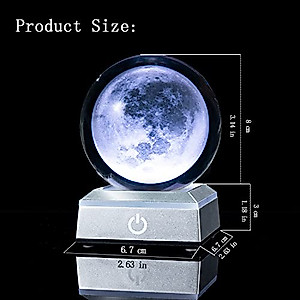 PODOI 3D Moon Crystal Ball, Birthday Christmas Astronomy Gifts for Kids, Gifts for Space Lovers, Presents for Children