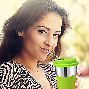 Easily Life Stainless Steel Cups with Lids and Straws, 16 Oz Drinking Tumbler with Silicone Sleeves for Adults, Unbreakable Metal (4 Pack)