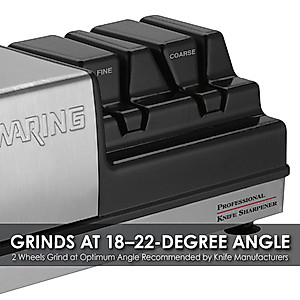 Waring Commercial WKS800 Commercial 3-Station Knife Sharpener with 2 Grinding and 1 Stropping Wheel