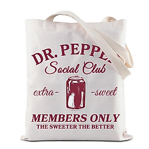 ZJXHPO Soda Social Club Tote Bag Soda Reusable Grocery Shopping Bag Soda Addict Gift Soda Lovers Gift (Member Only Tote)