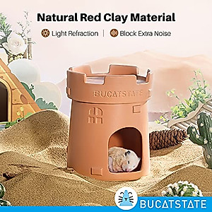 BUCATSTATE Ceramic Hamster Hideout, Castle Shape Hamster House and Cool Nest for Dwarf Hamster Gerbil Mice Golden Bear and Other Small Pets
