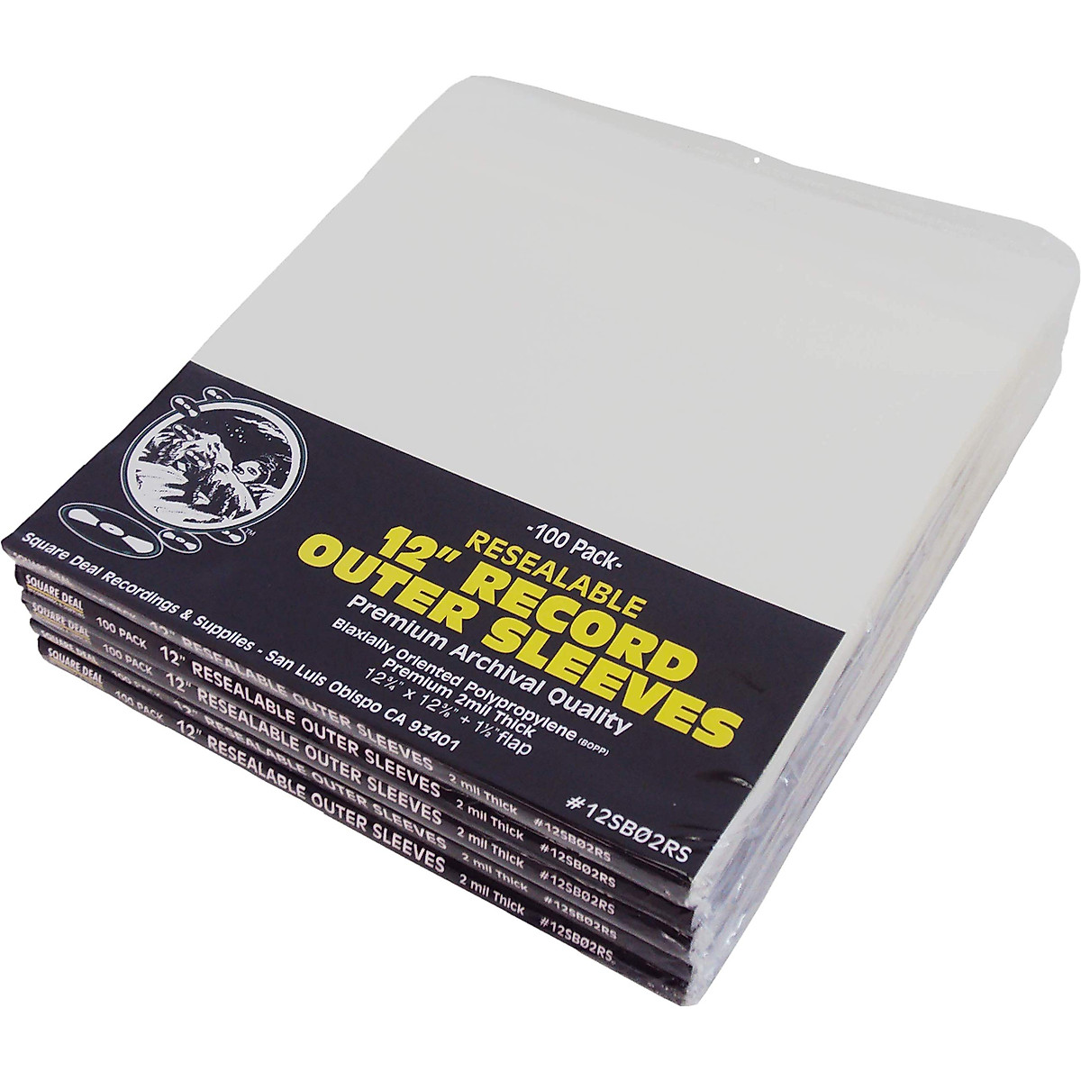 (500) 12" Resealable Record Outer Sleeves - Super Clear Premium 2 Mil Thick Archival Quality BOPP - 12-3/4" x 12-3/8" + 1-1/2" Flap