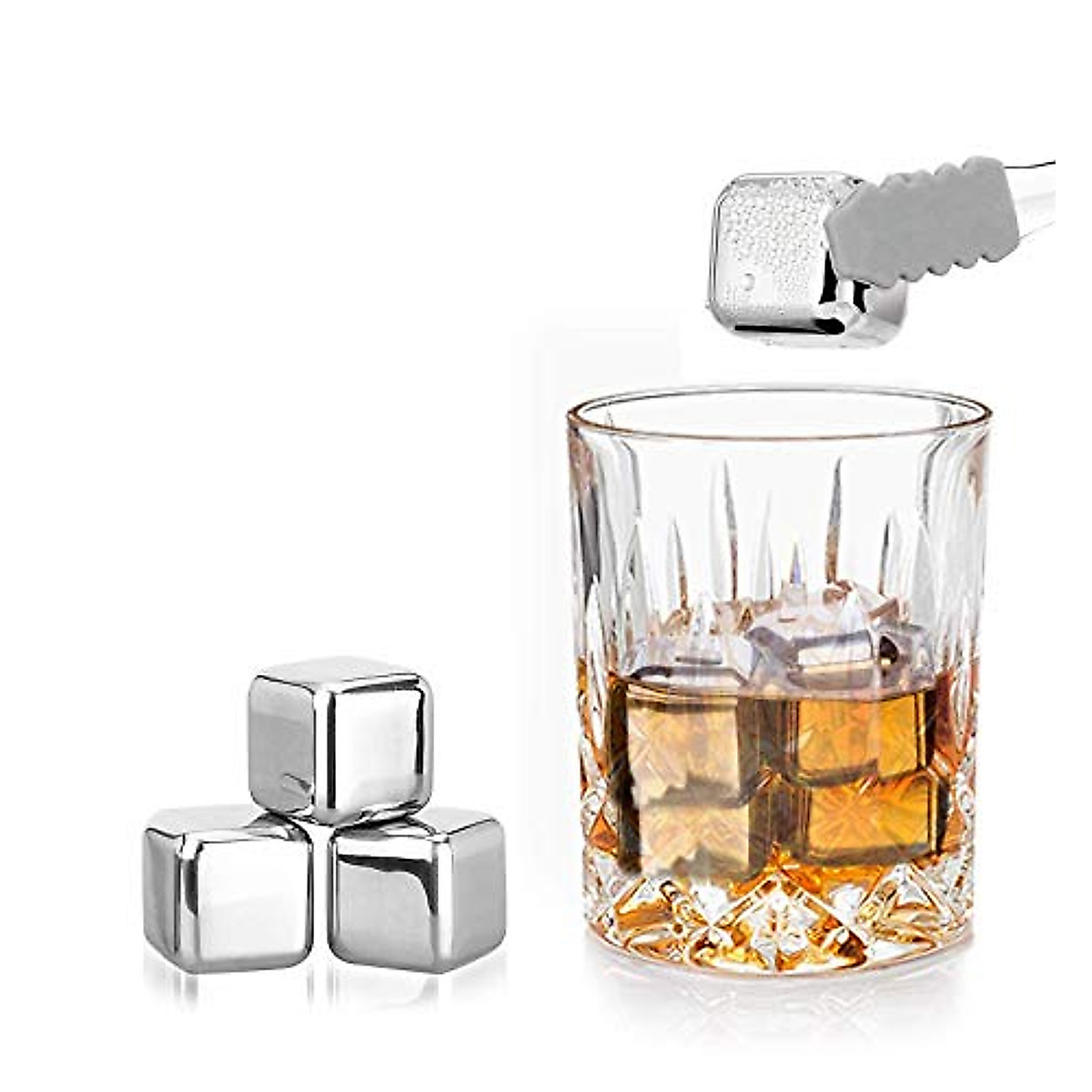 Artestia Whiskey Stones set,whiskey rocks gift set for men,8 pcs Ice Cubes Whiskey Stones,with Ice Tongs Freezer Storage Tray Chilling Stones Gift Set Ice Cubes for Whiskey Wine Ice Cube Drinks