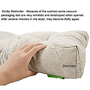 Big Hippo Outdoor Seat/Back Chair Cushion - Tufted High Back Patio Chair Cushions Soft Thicken Patio Chair Cushion for Indoor, Outdoor, Home Use (Beige)